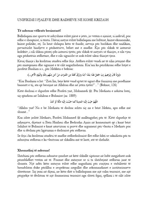 Unifikimi I Fjalëve Dhe Radhëve Në Kohë Krizash Pdf