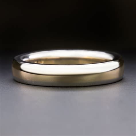 Solid 14k Two Tone Gold Wedding Band Stacking Ring White Yellow Classic
