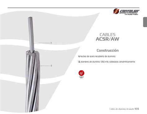 Cables De Aluminio Desnudo Cables Acsr Aw Acsraw 1 2 1 N ̇cleo De Acero Recubierto De