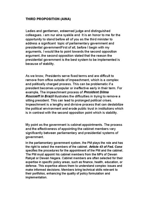 Third Proposition Debate Third Proposition Aina Ladies And