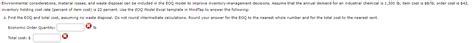 Solved Ventory Holding Cost Rate Percent Of Item Cost Is