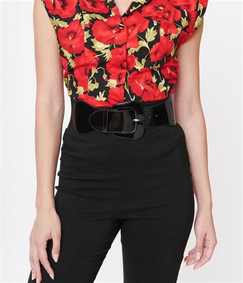 Hell Bunny 1950s Style Black Elastic Rizzo Cinch Belt Unique Vintage