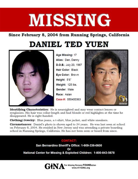 Missing Daniel Ted Yuen