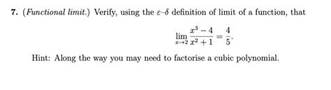 solved 7 functional limit verify using the e 8
