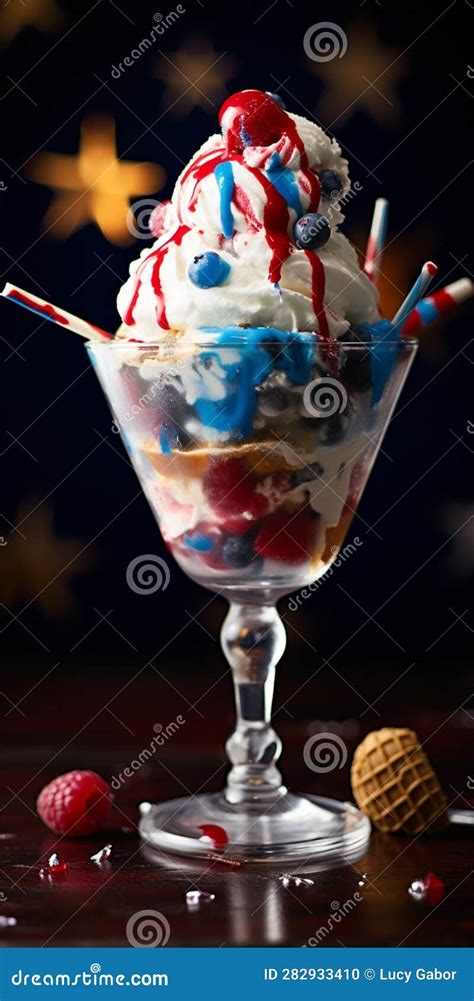 A Modern American Ice Cream For American Independence Day Stock