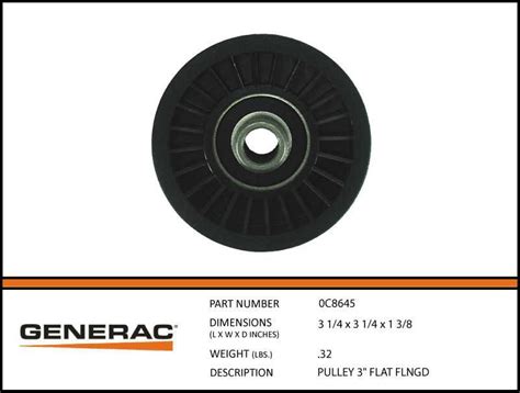 Generac 0c8645 Engine Flat Pulley Generator Magic