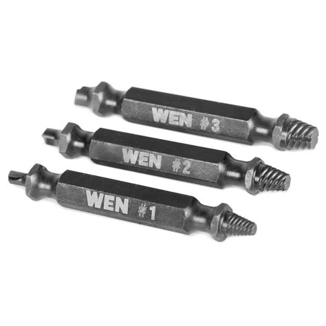 Wen Screw Extractor Kit Impact Rated 3 Piece Drill Bit Set With Double Ended Bits Dbx003