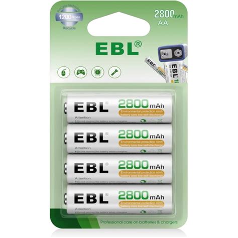 Pack Of 4 Aa Rechargeable Batteries 2800 Mah 12v Migron Ebl