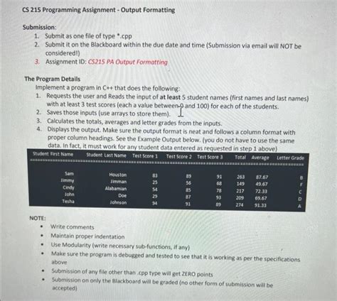 solved cs 215 programming assignment output formatting