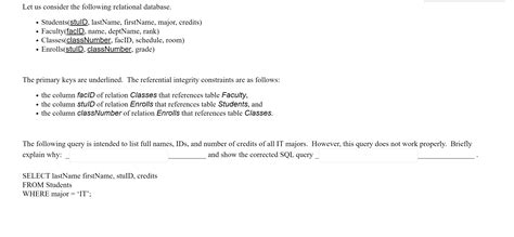 Let Us Consider The Following Relational Database