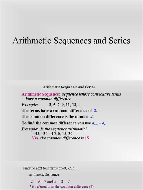 Arithmetic Sequences And Series Pdf Mathematics Mathematical Analysis