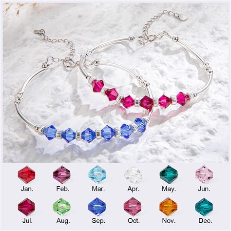 Personalized Sterling Silver Birthstone Bracelet Embellished With