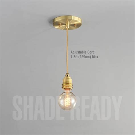 Robust Brass Threaded Socket Pendant Light With Fabric Cord Shade