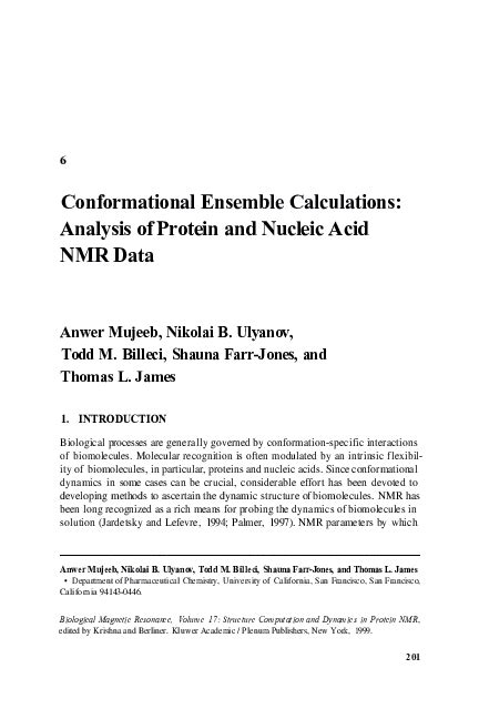 Pdf Conformational Ensemble Calculations Analysis Of Protein And