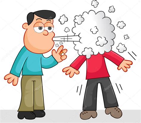 Smoking A Cigarette And Blowing Smoke In Another Persons Face Stock