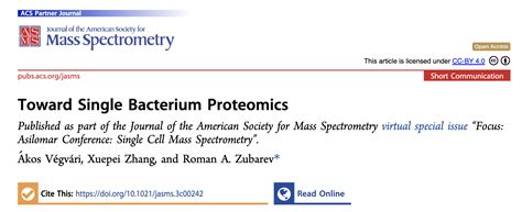 News In Proteomics Research Single Bacterium Proteomics