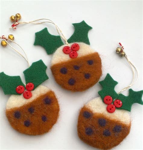 Needle Felted Christmas Pudding Decorations Folksy