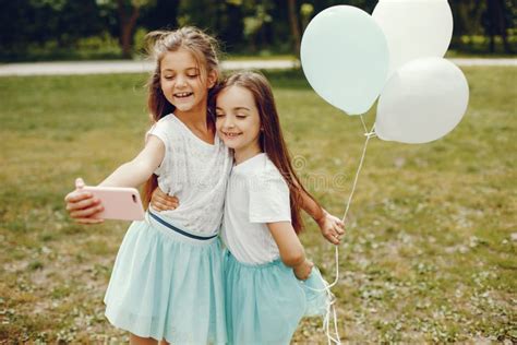 Cute Girls With Ballons Stock Image Image Of Face Freedom 166434771