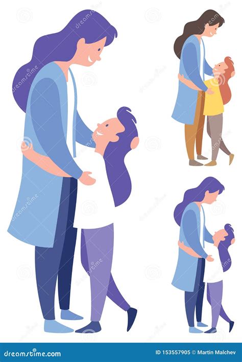 Mother And Daughter On White Stock Vector Illustration Of Isolated
