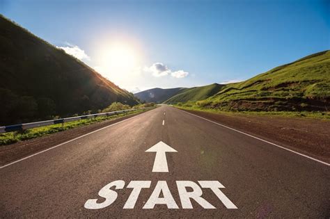 Premium Photo Start Text On Road