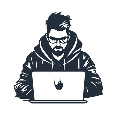 Premium Photo A Minimal Logo An Hacker Behind His Laptop Premium Photo A Minimal Logo An Hacker Behind His Laptop