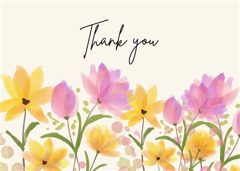 Beautiful Printable Flower Thank You Card Custom Made Etsyde