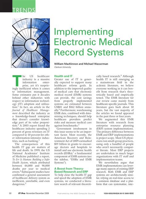 Pdf Implementing Electronic Medical Record Systems