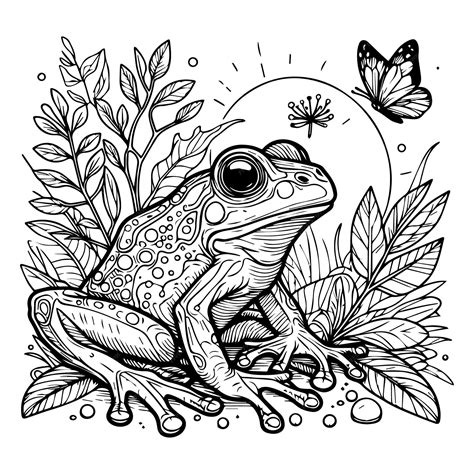A Frog Line Art Coloring Book Illustration Premium Ai Generated Vector