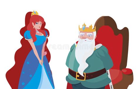 Beautiful Princess And King On Throne Of Tales Characters Stock De
