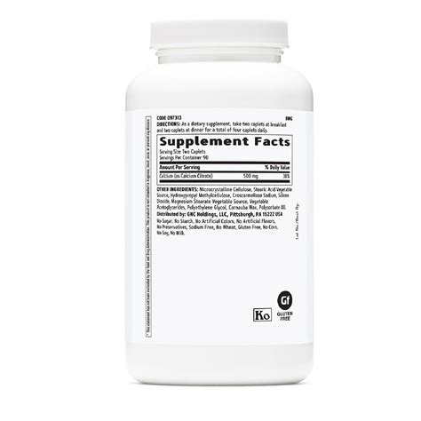 Gnc Calcium Citrate Vegetarian Caplet 180s Vitamins And Supplements