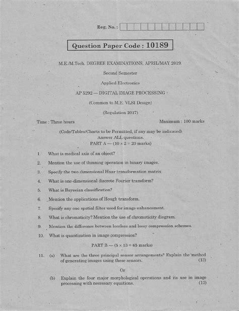 Anna University Ap 5292 Digital Image Processing April May 2019