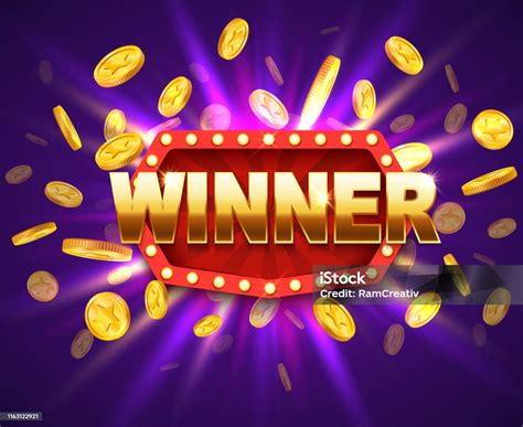 불타는 램프와 동전 우승자 빛나는 배너 복권 게임 잭팟 상금 배경 간판에 대한 스톡 벡터 아트 및 기타 이미지 간판 개념 개념과 주제 Istock