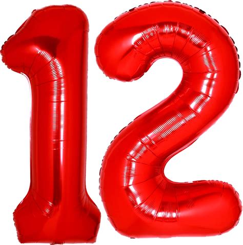 40 Inch Giant Red Number 12 Balloon Helium Mylar Foil Number Balloons For Birthday