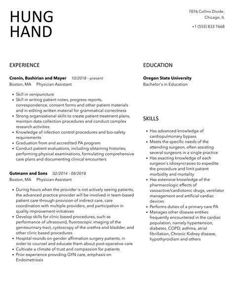 Physician Assistant Resume Samples Velvet Jobs