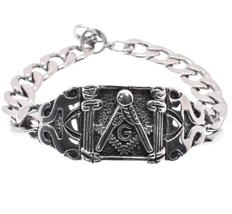 Stainless Steel Masonic 12mm Bracelet Ssb00281 Silver Palace Inc