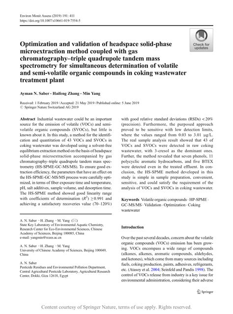 Optimization And Validation Of Headspace Solid Phase Microextraction Method Coupled With Gas