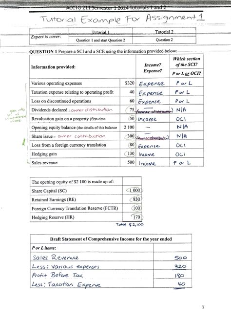 Tutorial Example For Assignment 1 Acctg 211 Semester 1 2024 Tutorials