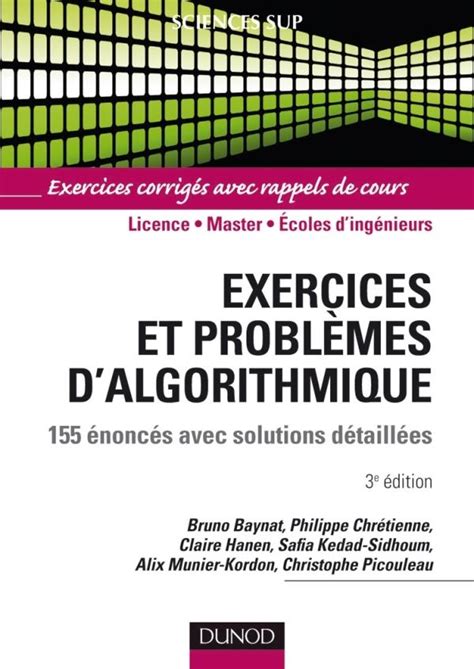 Exercices Et Problèmes Dalgorithmique Bruno Baynat Philippe Librairie Eyrolles