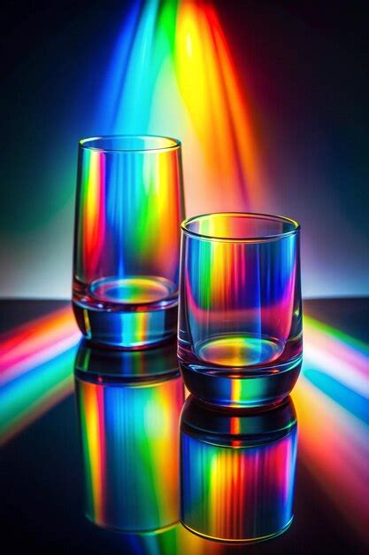 Elegant Glassware Illuminated By Stunning Rainbowcolored Light