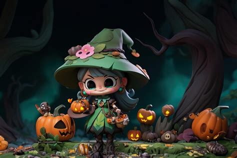 Premium Ai Image A Cute Wizard Girl With Skull Face Makeup In