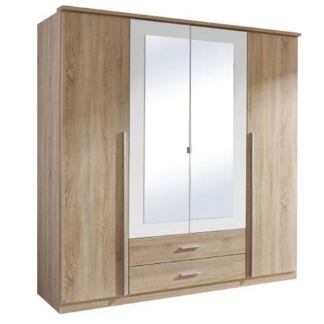 Krefeld 4 Door Chesnut Mirrored Wardrobe Next Day Delivery Krefeld 4