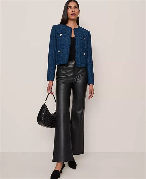 The Cropped Crew Neck Jacket In Tweed