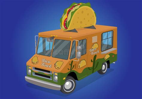 Tacos Food Truck With Big Taco On The Roof Stock Vector Illustration