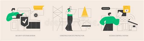 Construction Security Services Abstract Concept Vector Illustrations