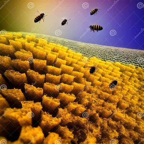 Bees Bring Pollen Into The Apiary Generative Ai Stock Illustration