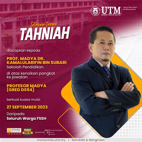 Tahniah Faculty Of Social Sciences And Humanities Utm