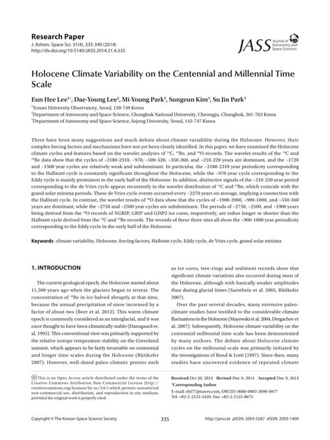 Pdf Holocene Climate Variability On The Centennial And Millennial