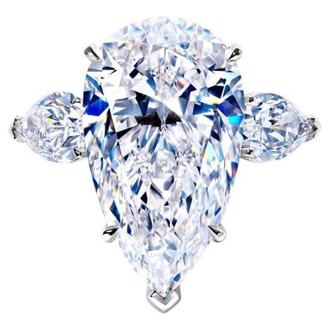 4 Carat Pear Shape Diamond Engagement Ring Gia Certified D Vvs1 For