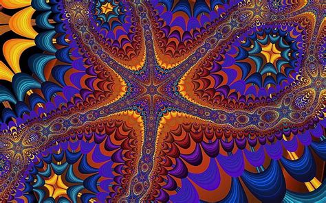 Color X Fractal Wallpaper 50 Cross Shaped Blue Glowing Fractal Stock