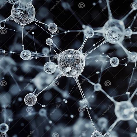 Complex Molecular Structure In Dark 3d Design With Interconnected